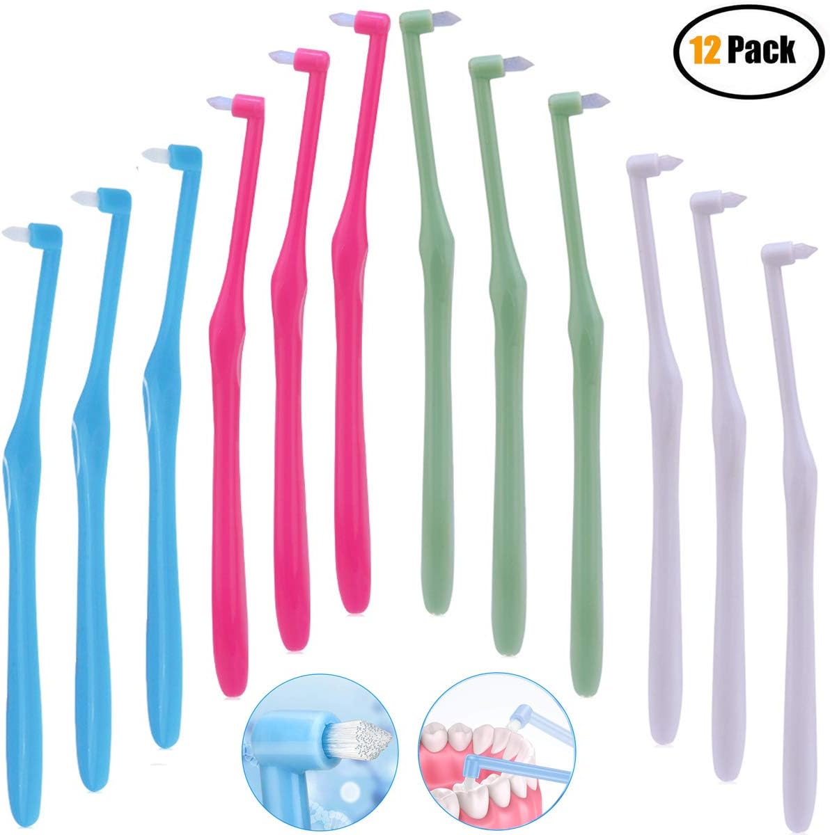 12Pcs Manual Interspace Toothbrush for Orthodontic Braces and Bridges ...