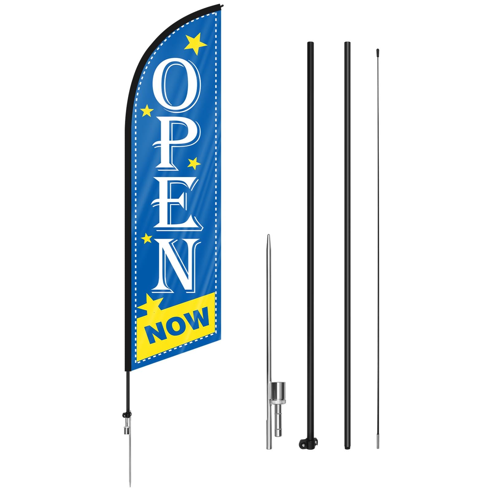 Preboun 1 Set Open Feather Flag Pole Kit Now Open Flag for Business ...