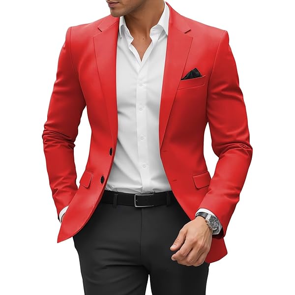 Blazer Ajustado Rojo Para Hombre