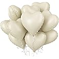 Amazon.com: Cream Heart Balloons, 10PCS Cream White Foil Heart Shape ...