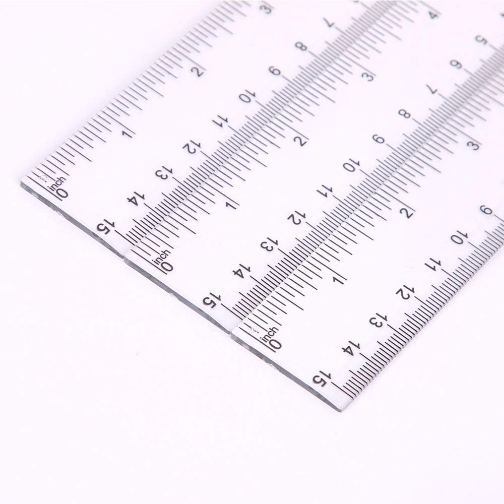 Ziyero 9 Pcs Double Sided Straight Ruler Transparent Hard Plastic Ruler ...