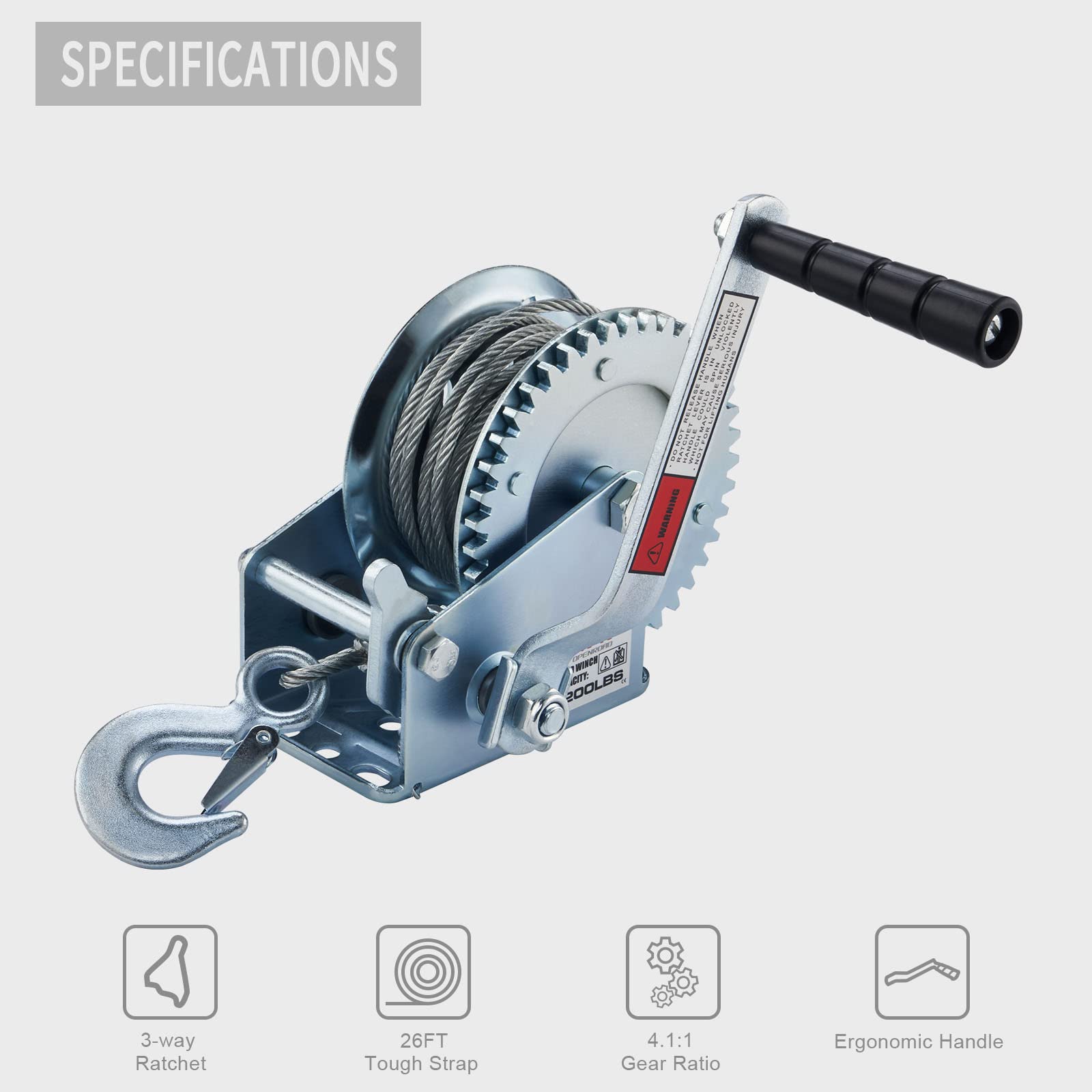 Mua OPENROAD 1200lbs Hand Winch Boat Winch | Hand Crank Winch with 8m ...