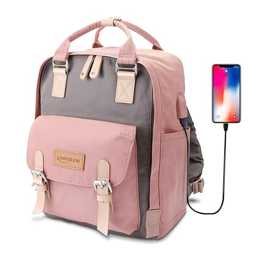 Keenston Laptop Rucksack Damen für 14 Zoll Laptop mit USB Ladeanschluss ...