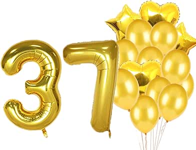 Amazon.com: Sweet 37th Birthday Decorations Party Supplies,Gold Number ...