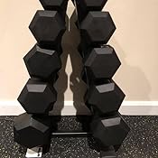 Amazon.com : CAP Barbell Rubber Coated Dumbbell Set with Storage Rack ...