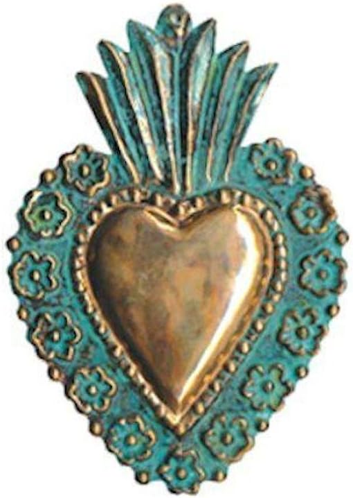 Peruvian Heart Religious Milagros Copper Patina Finish, 9.5" Size ...