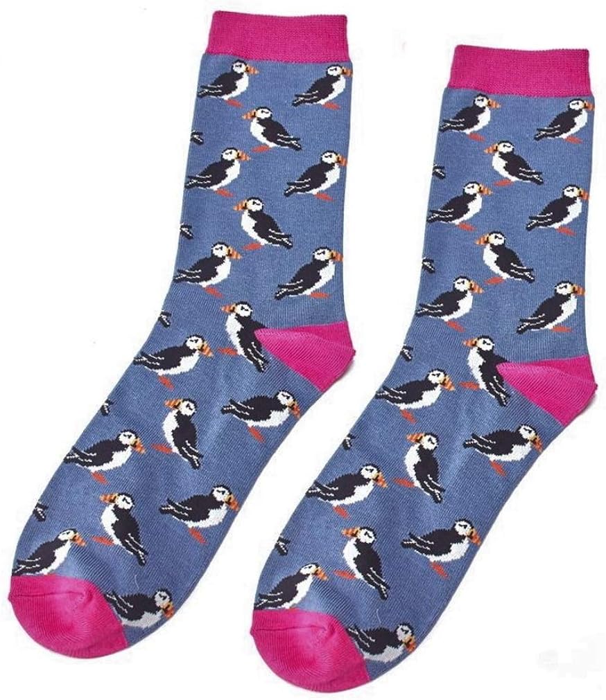LilyRosa® Mens Puffin Socks Gents Boys Men Red Mustard Blue Puffins ...