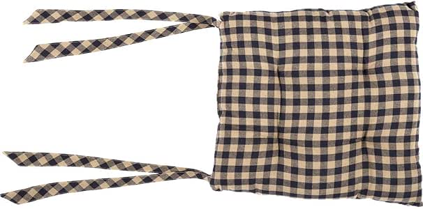 Amazon.com: VHC Brands Black Check Seat Cushion in Black and Tan: Home ...