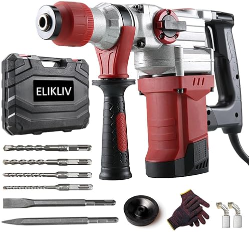 ELIKLIV 2200W Industrial Rotary Hammer Drill, Heavy Duty Chipping ...