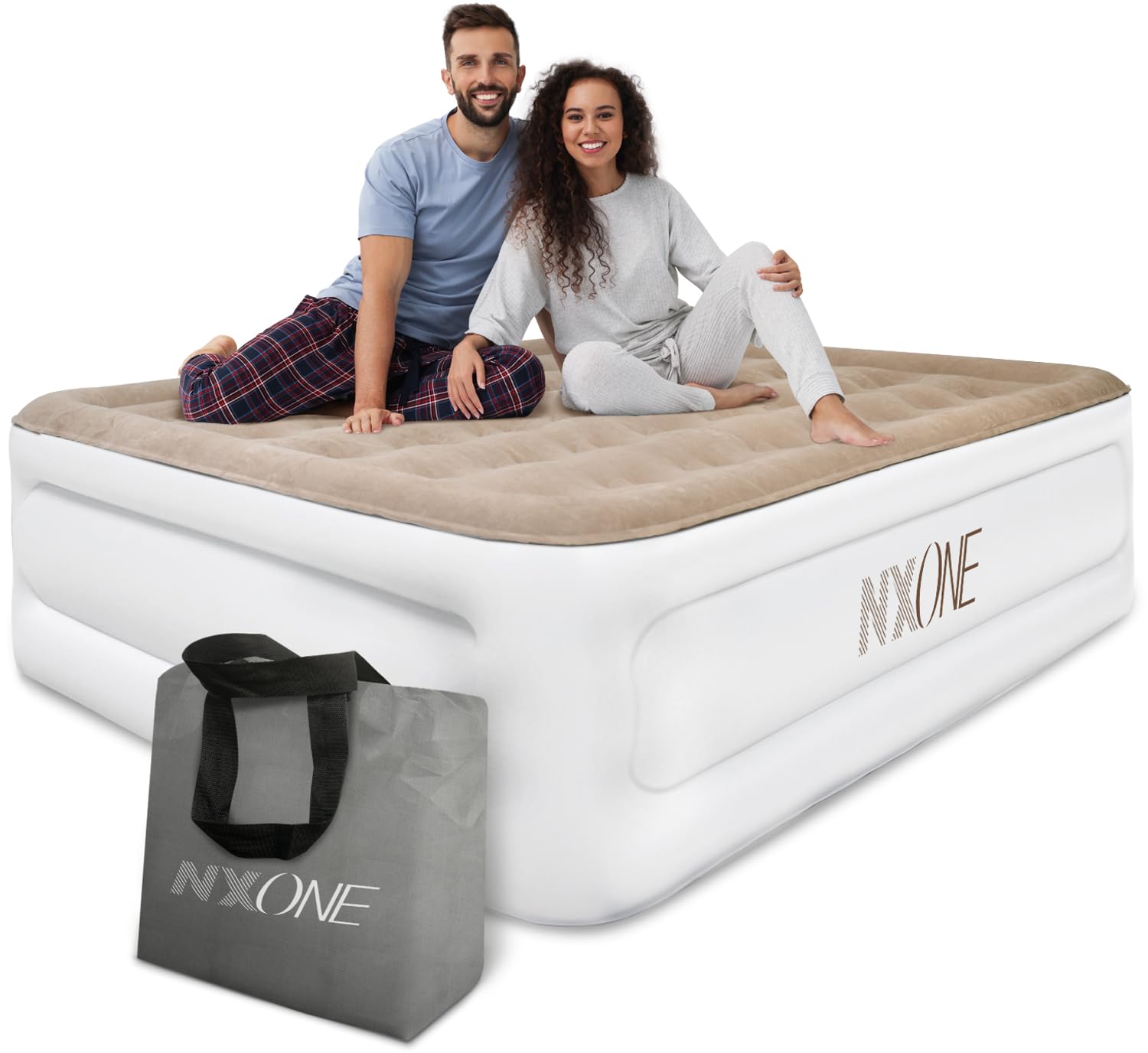 NXONE Air Mattress,18 inch Inflatable Airbed Luxury Double High Self ...