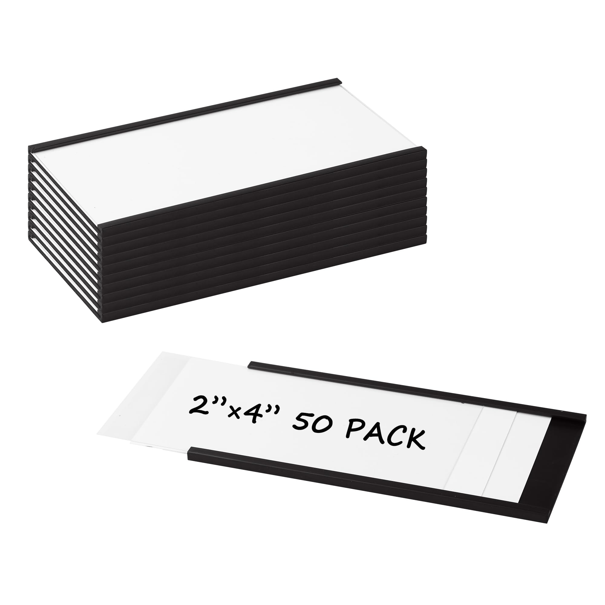 Realth C Channel Magnetic Label Holders 50 Pack 2'' x 4'' with Paper ...