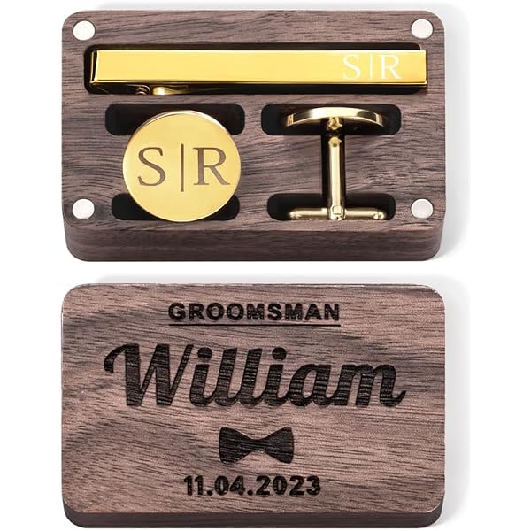Cufflinks And Tie Clip Set PiercingJ 2PCS Personalized Custom Engraved ...