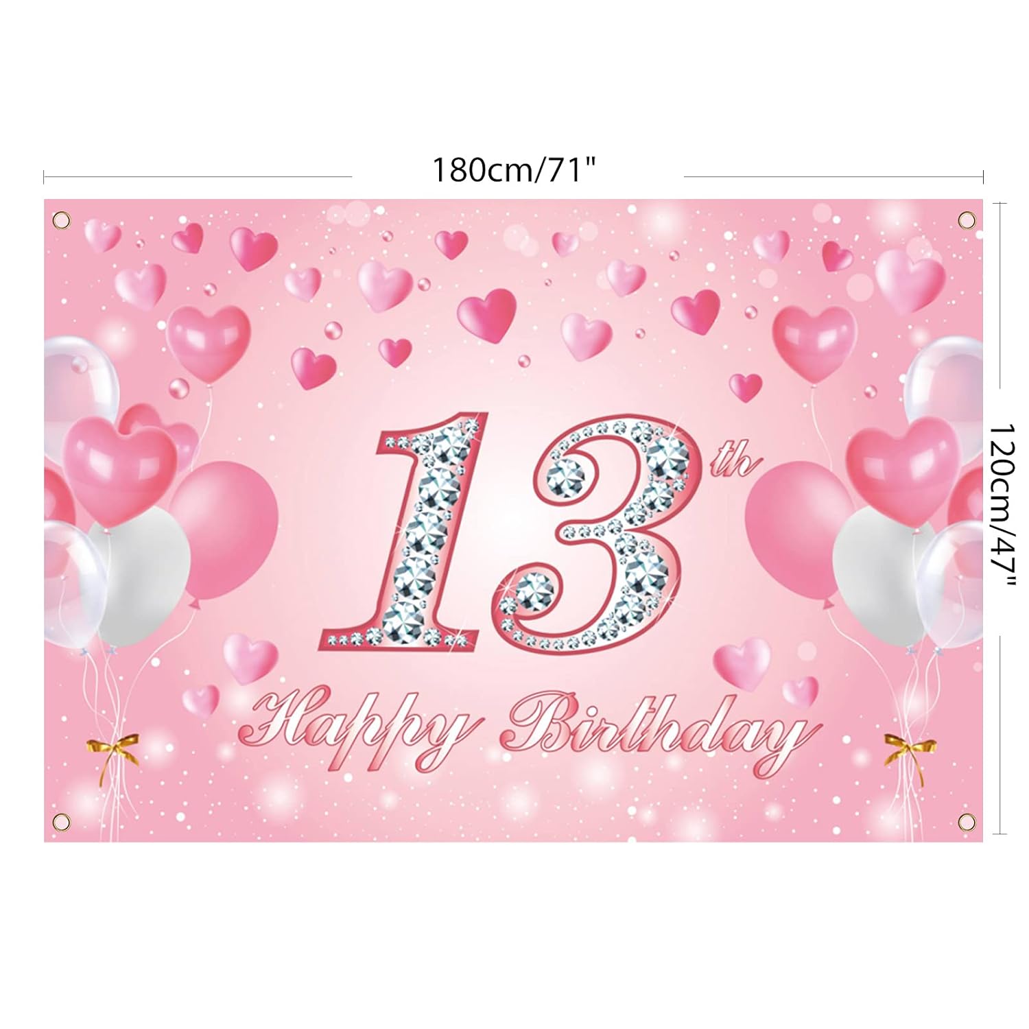 13th Birthday Decorations Backdrop, Personalised Happy Birthday Picture ...