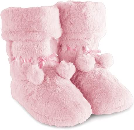 Amazon.com: PajamaGram Fleece Slippers for Women - Slipper Boots for ...