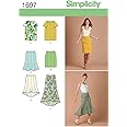 Amazon.com: Simplicity Pattern 1697 Peplum Fishtail Maxi Mini Skirt ...