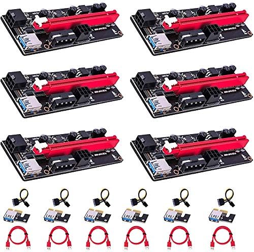 New VER009S Pcie Riser Express Cable 1X to 16X (Dual-6pin / Molex Power ...