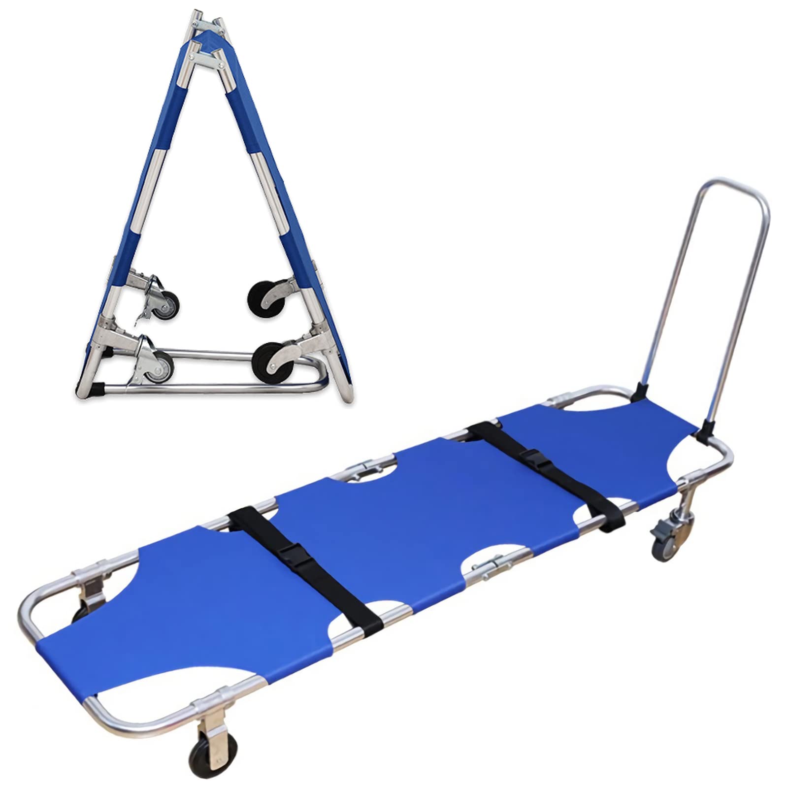 Stretcher Portable Folding Aluminum Lightweight with Trolley 4 Wheels ...