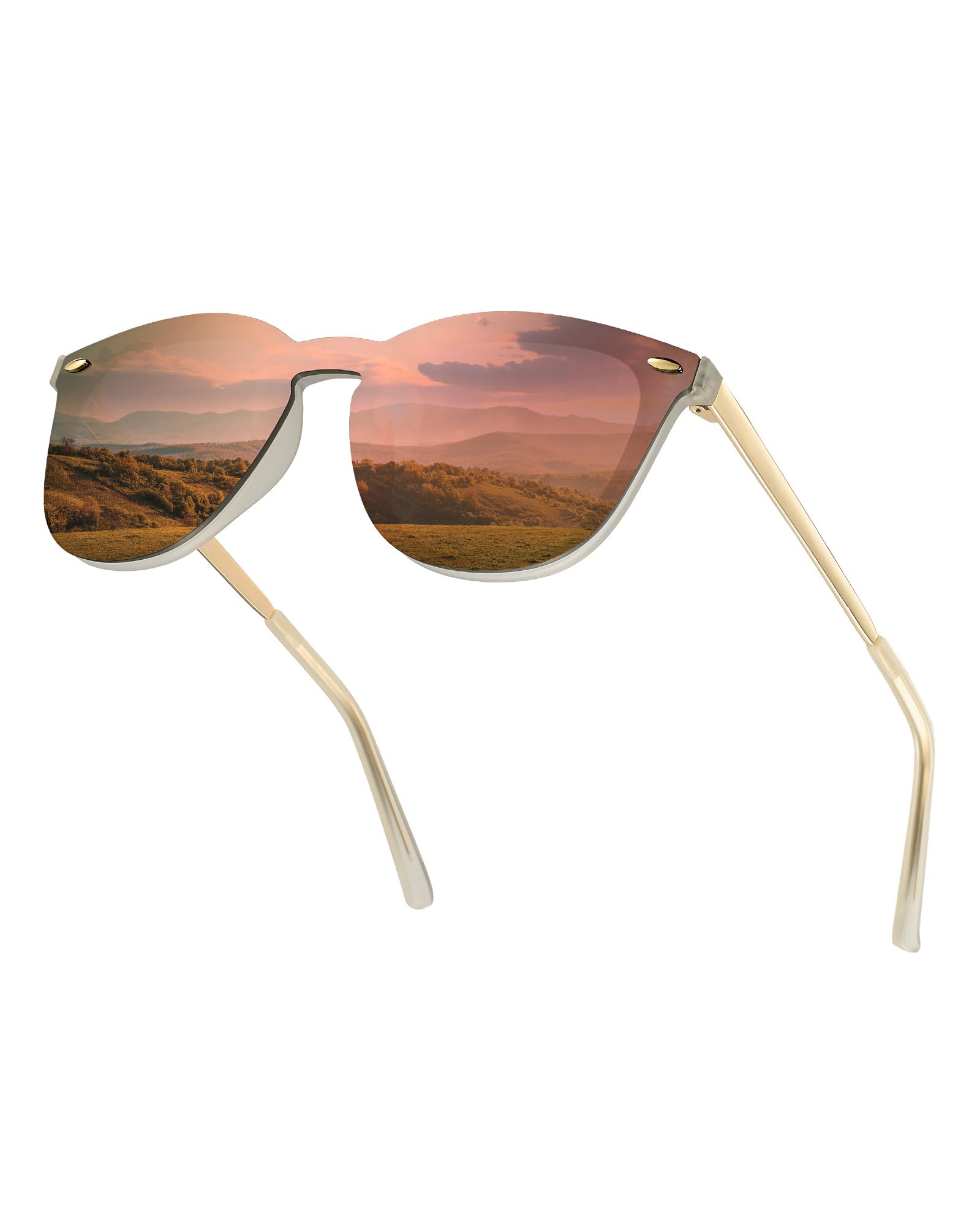 JIM HALO Trendy Rimless Mirrored Sunglasses Reflective Sun Glasses for ...