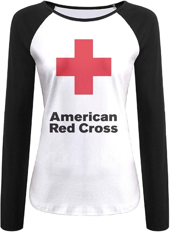 American Red Cross Logo Exquisite Black Women's Long Sleeve Raglan T ...