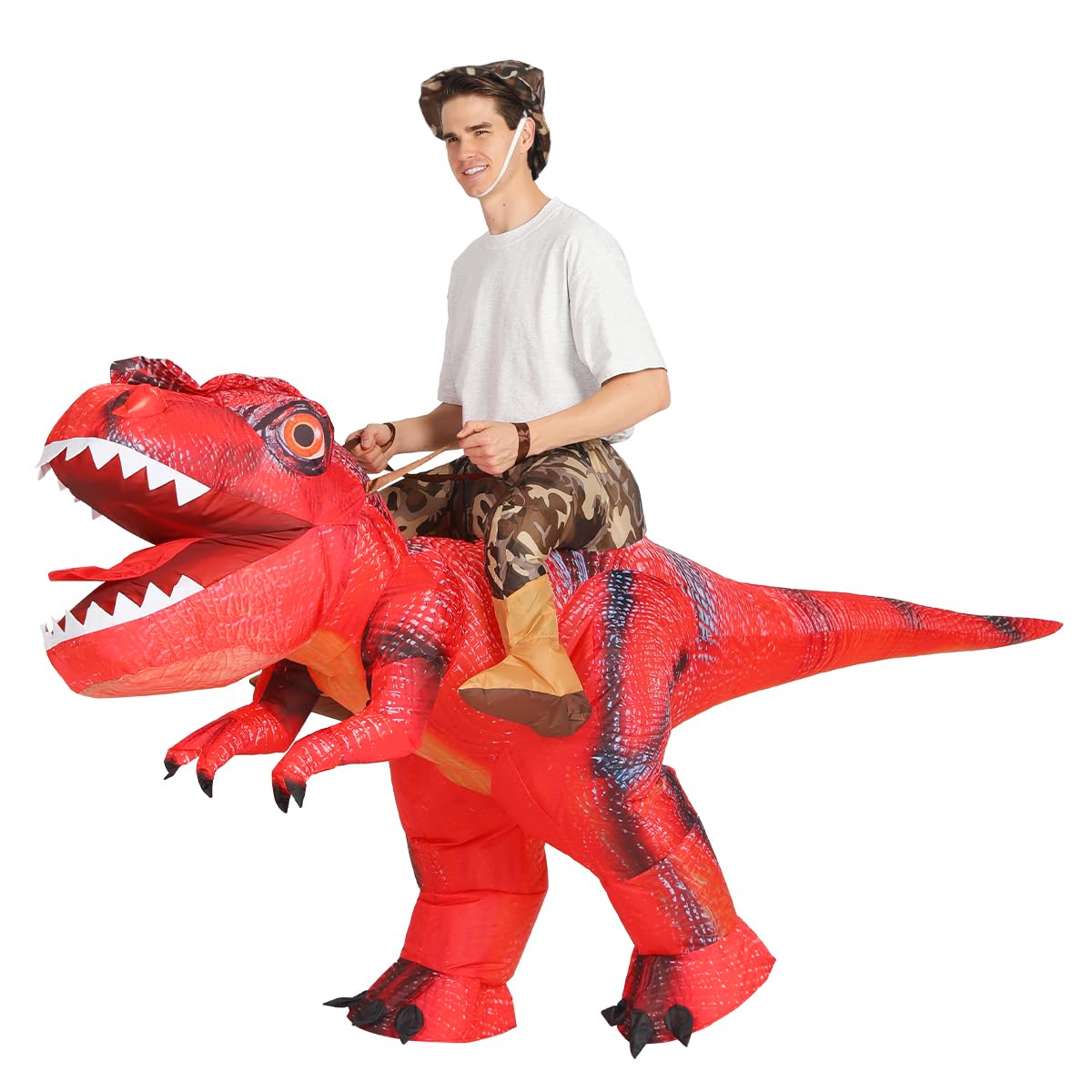 COMIN Inflatable Red Dinosaur Costume Riding T Rex Air Blow up Funny ...