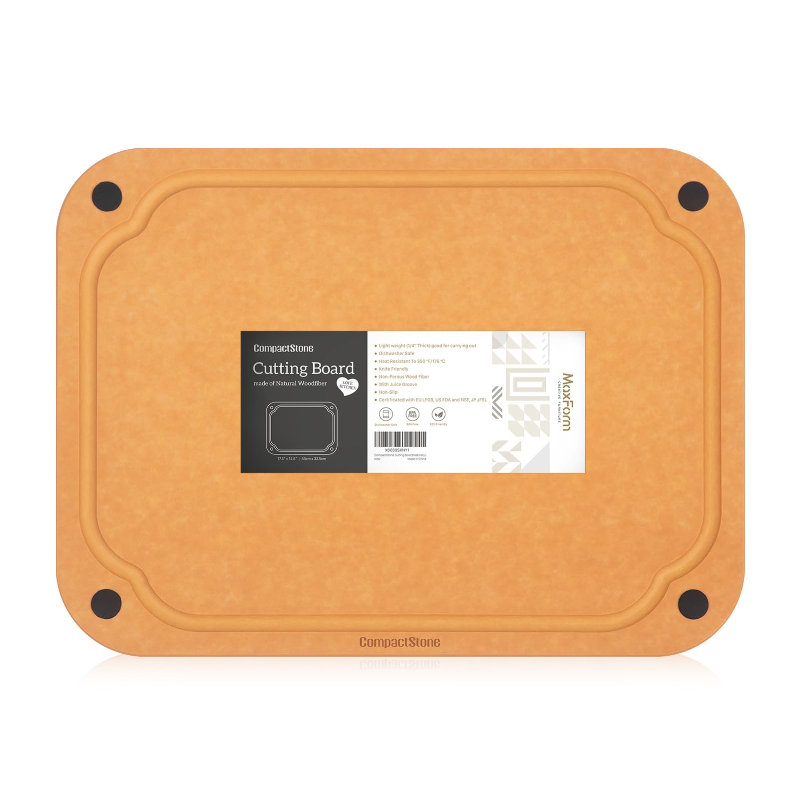 CompactStone all-around chopping board with antiskid feet and juice ...
