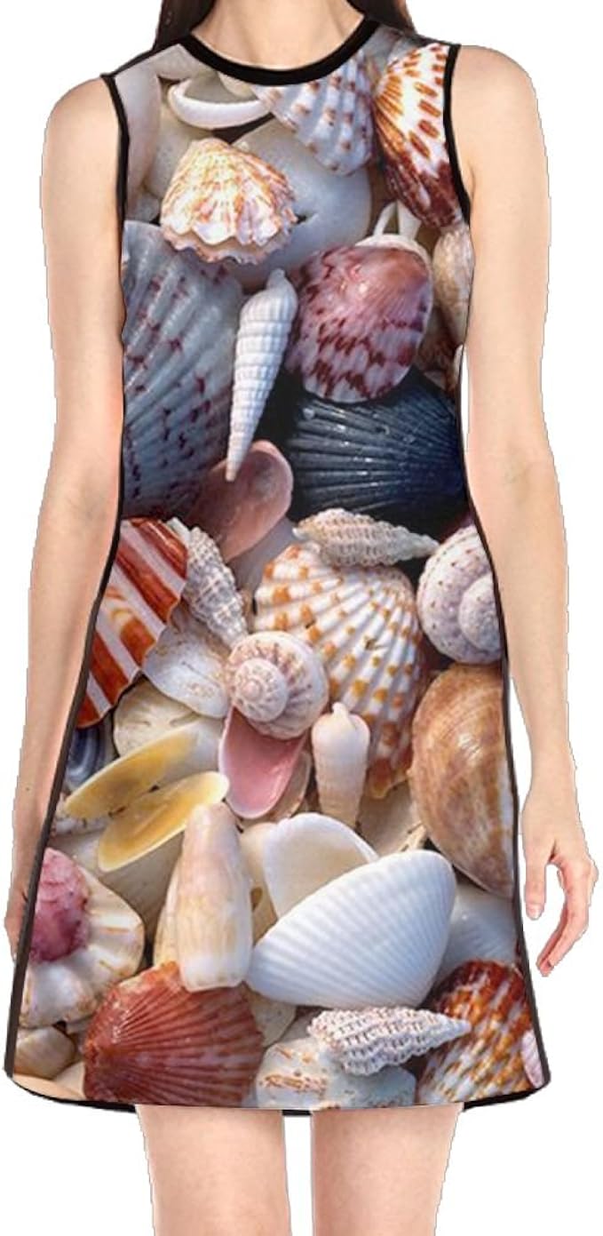 Shell Women's Fashion Sleeveless Mini Dress Print Party Dress Tank ...