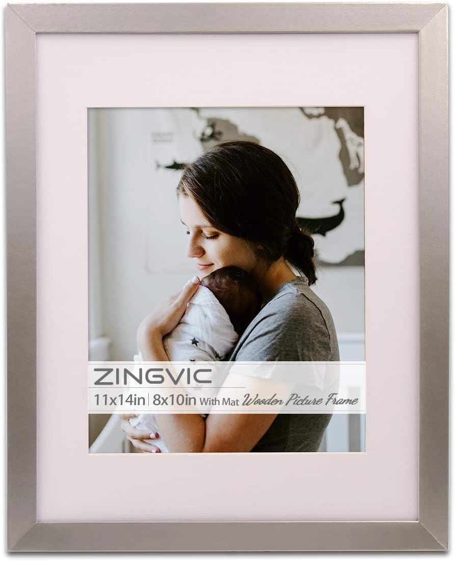 14x11-inches-Champagne Silver-Wood-Photo-Picture-Frame -Narrow Molding ...