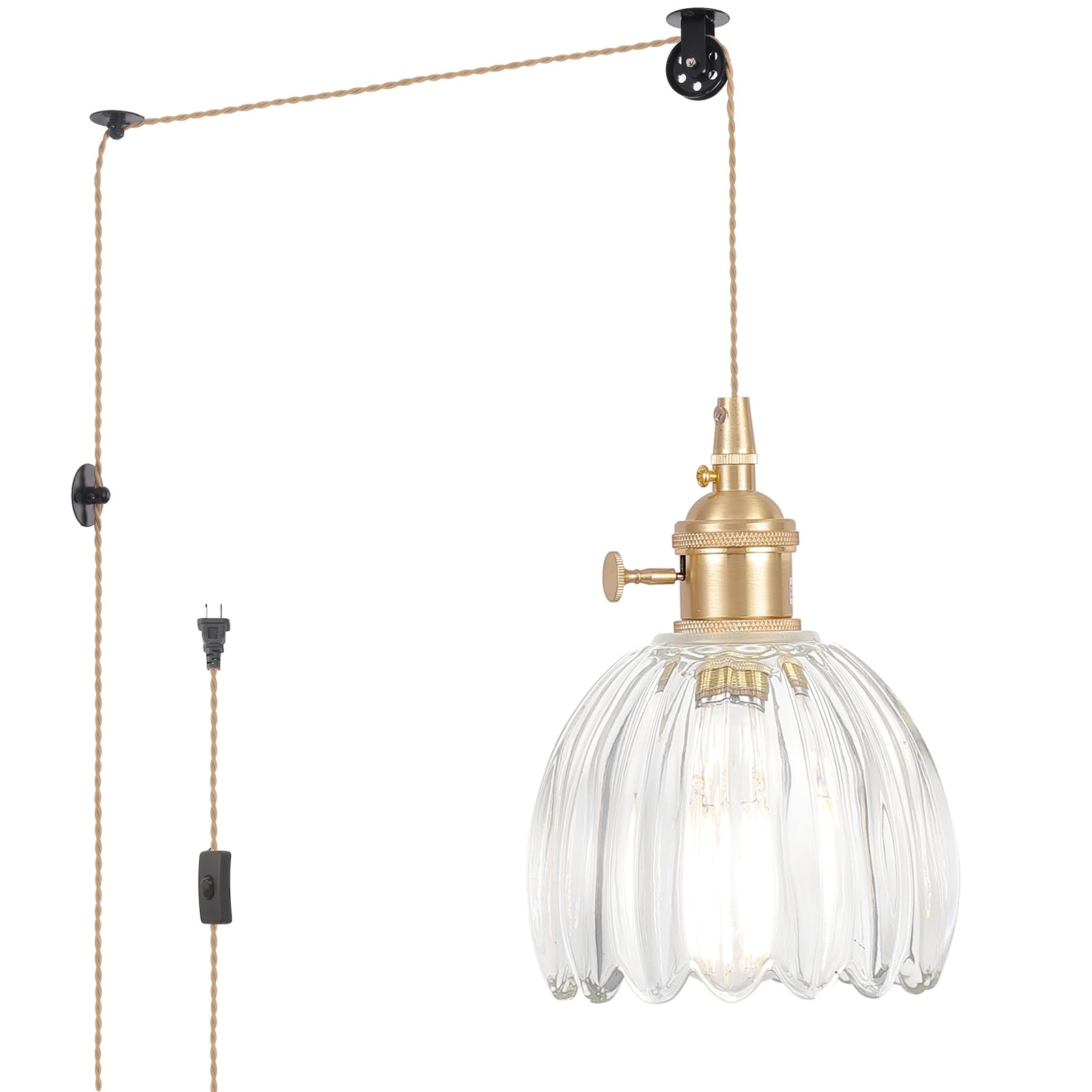 Shenmoyl Plug in Pendant Light Hanging Light Fixture Corded On/Off ...