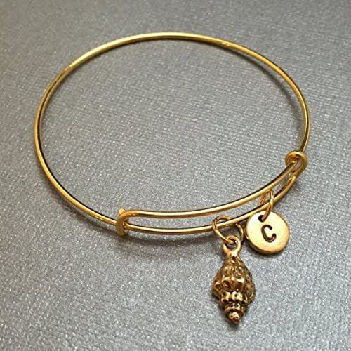 Amazon.com: Conch shell bangle, conch shell charm bracelet, expandable ...