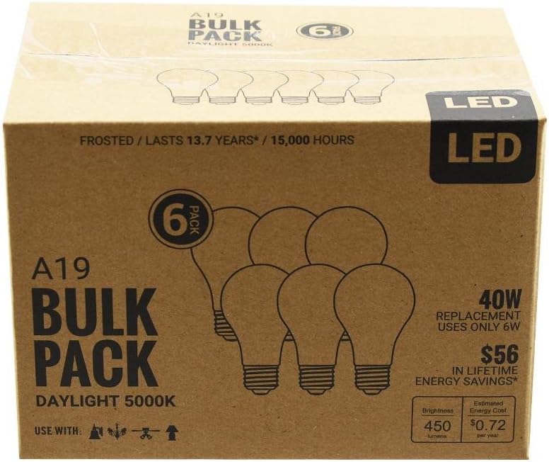6-Pack Global Value Lighting FG-03160 40-Watt Equivalent A19 General ...