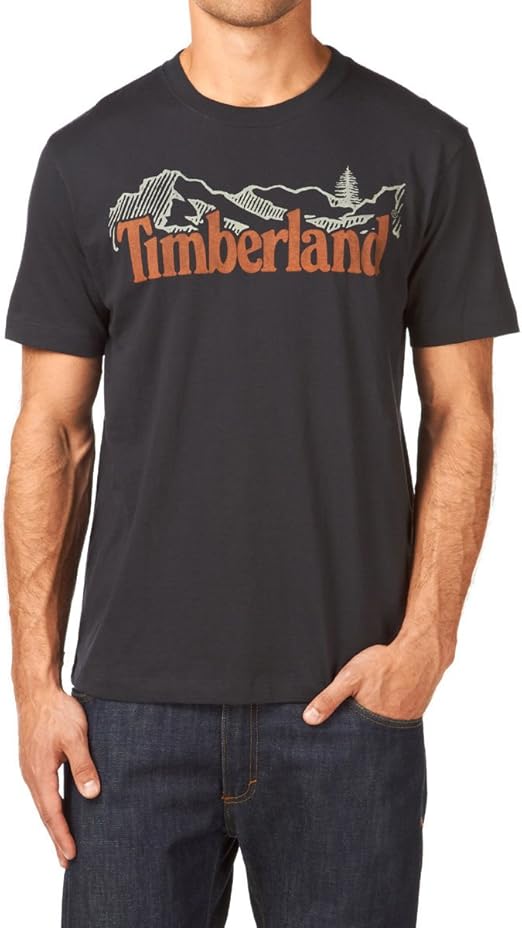 Timberland Clothing Short Sleeve Linear Logo Men's T-Shirt Dark Navy ...