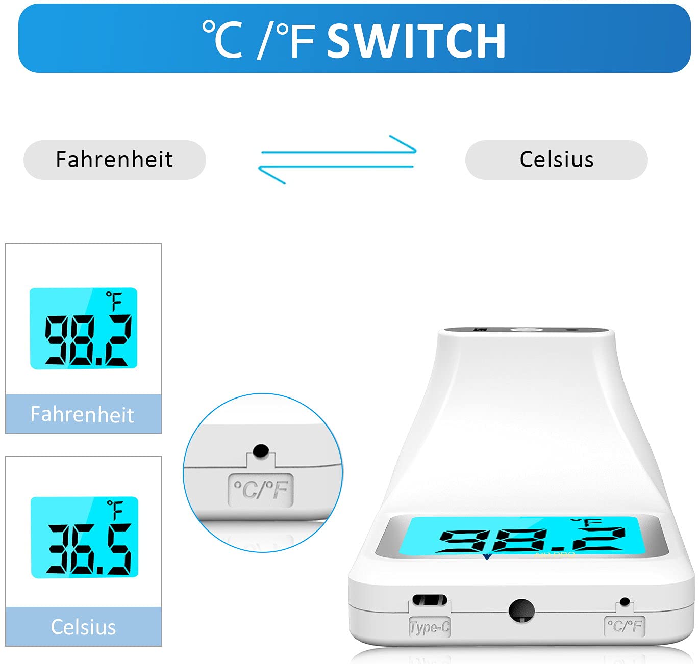 Mua 2024 Wall Thermometer with Stand | Infrared Forehead Wall Mounted ...