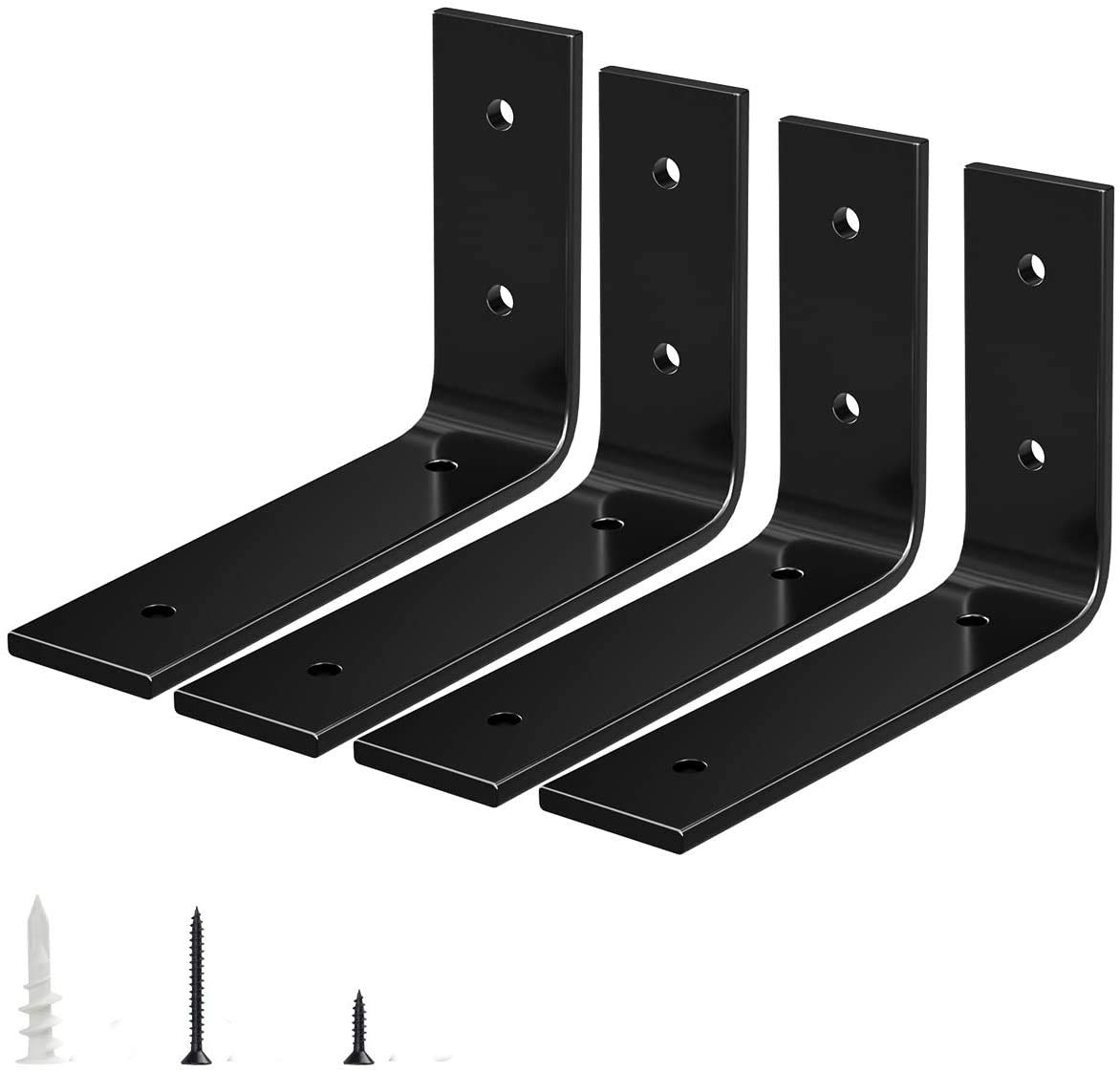 Buy 6 X 4 Black Shelf Brackets 4 Pack Heavy Duty Metal L Brackets 