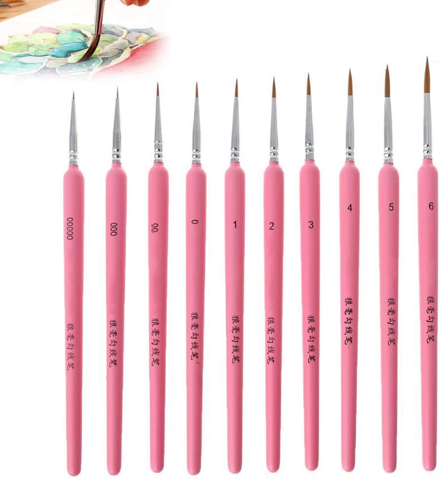 10 Pieces Fine Detail Paint Brush Miniature Painting Brushes Kit Mini ...