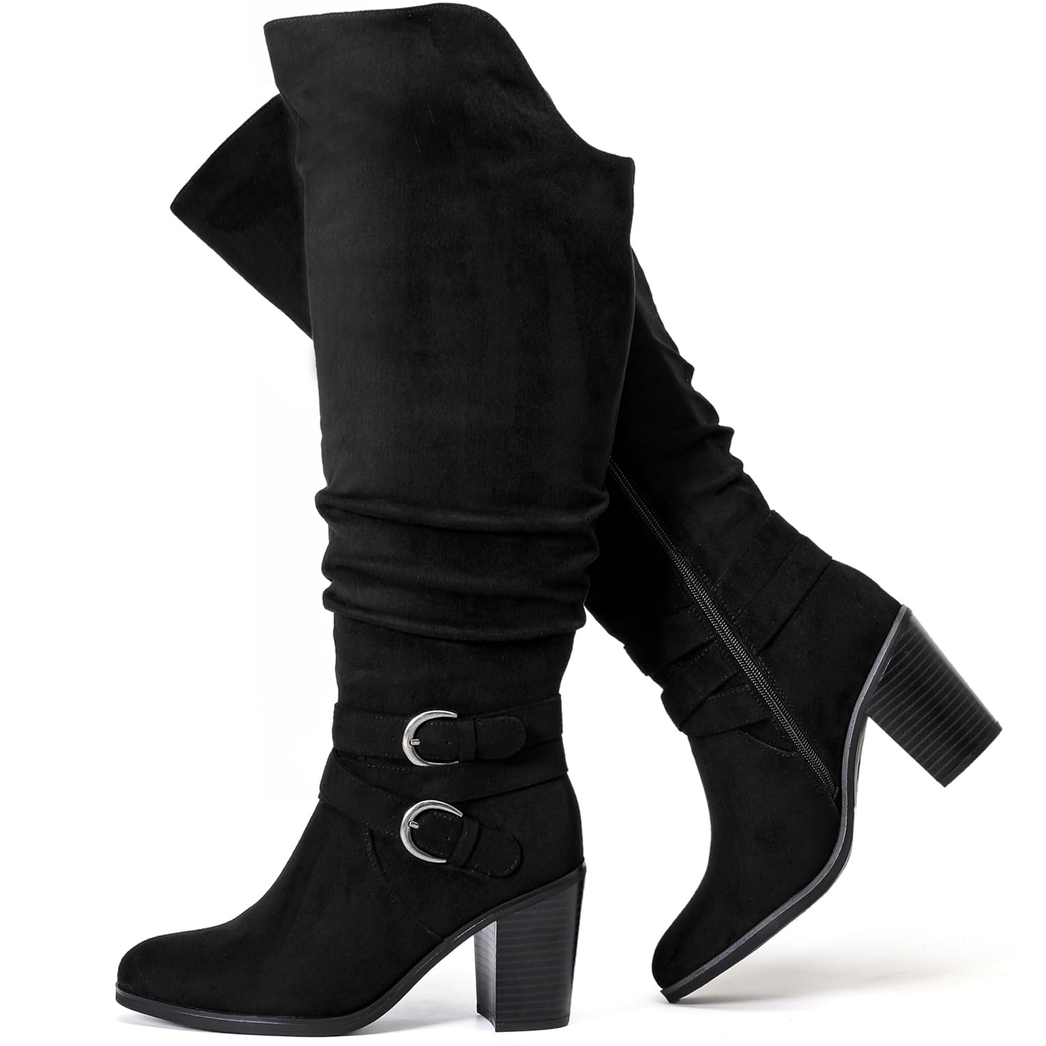 Luoika Women's Extra Wide Calf Knee High Boots, Wide Width Slouchy Knee ...