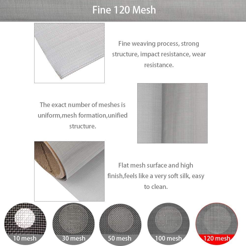 EMAGEREN 304 Stainless Steel Woven Wire 120 Mesh Metal Mesh Screen 30 ...