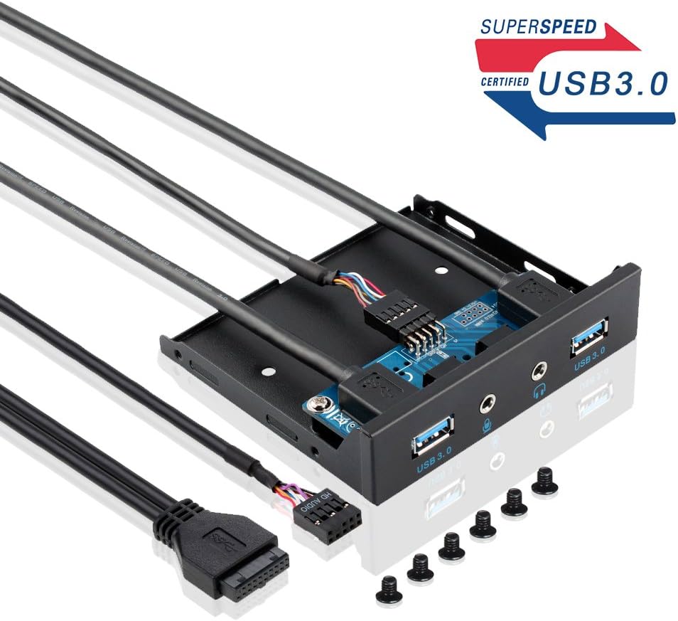 ELUTENG Front Panel USB 3,5 Disquette Bay Panneau Avant USB 3.0 2 Ports ...