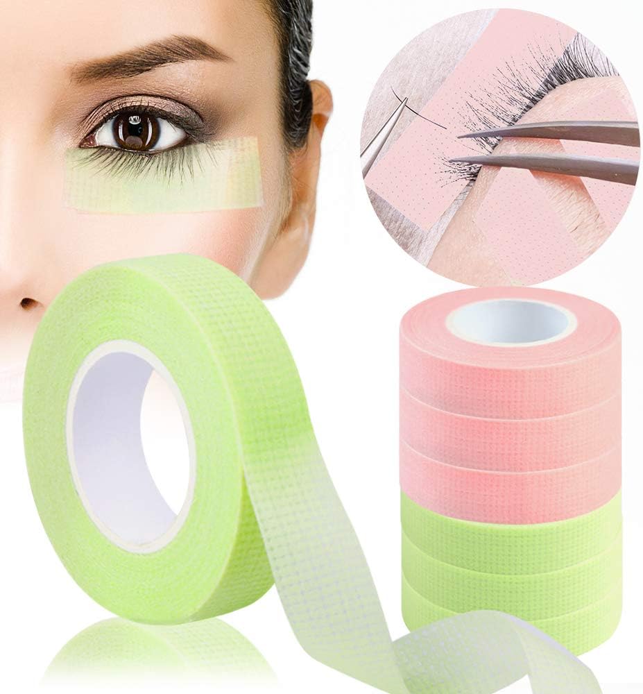 6 Rolls Eyelash Tape, Lorvain Green Pink Lash Tape for lash Extension ...