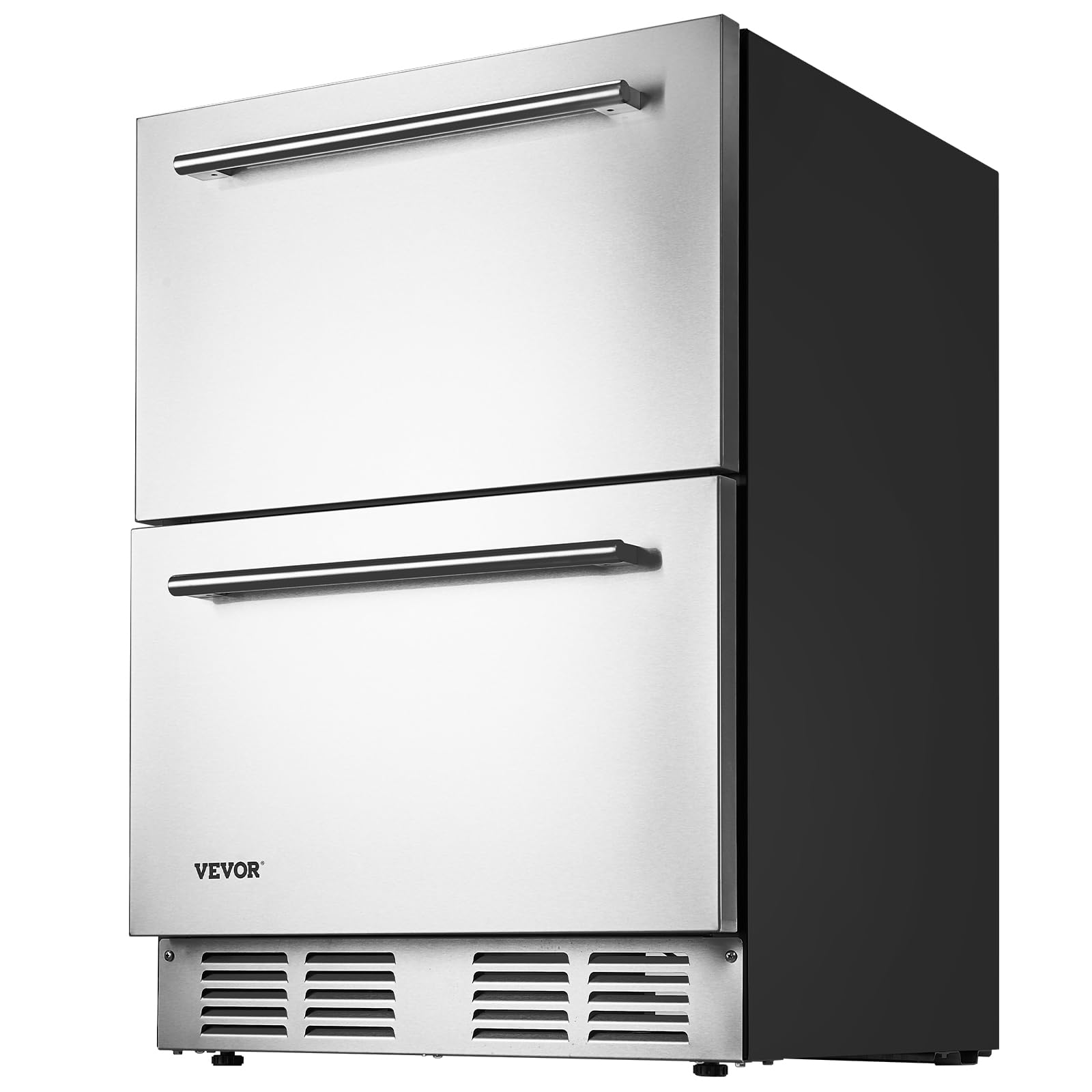 VEVOR 24 Inch Under Counter Drawer Refrigerator, Stainless Steel Dual ...