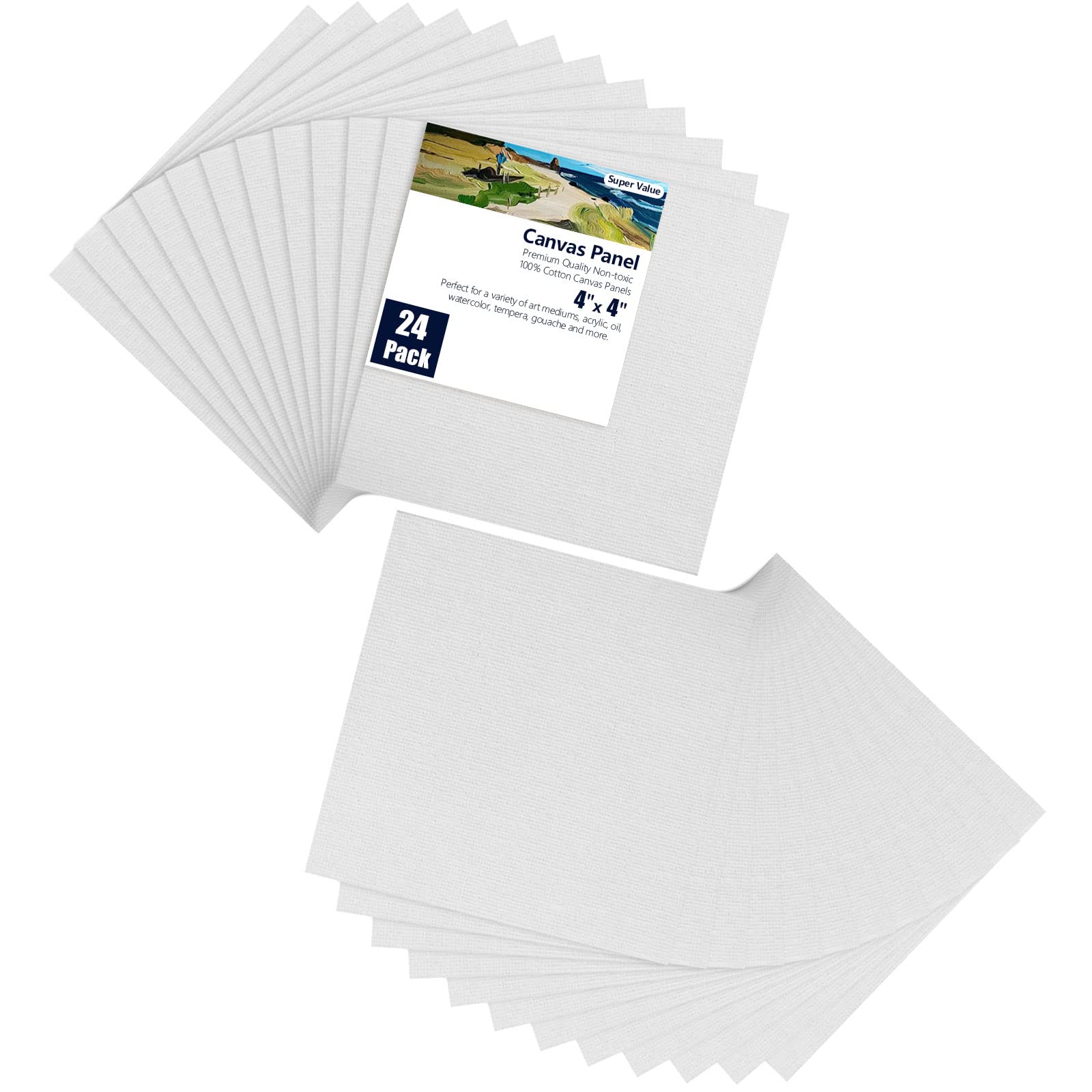 LANIAKEA 4X4 Inch Mini Canvas Panel Boards, 24 Pack Blank Primed Canvas ...