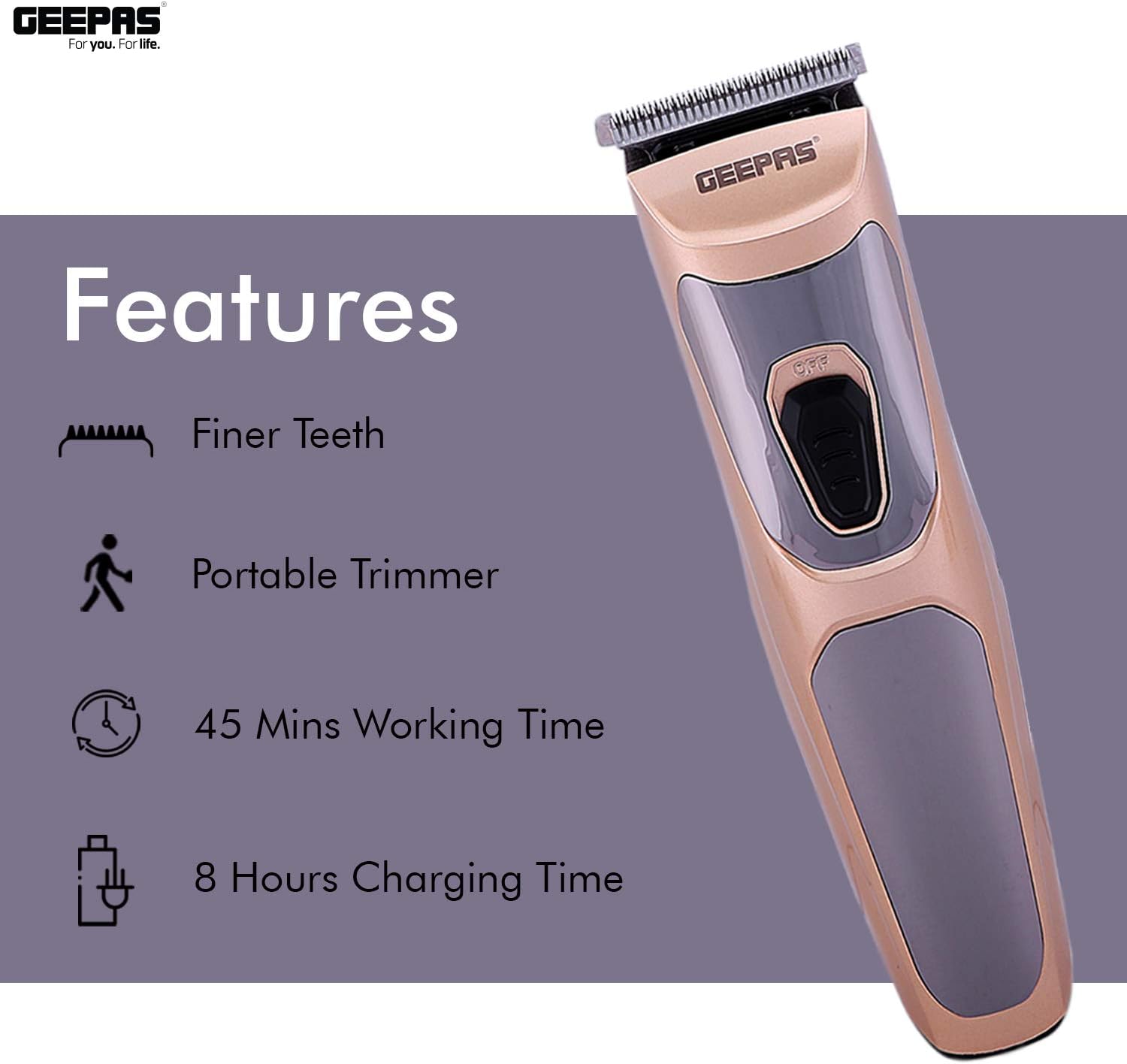 Geepas Electric Hair Clipper – Rechargeable Clipper/Trimmer with High ...