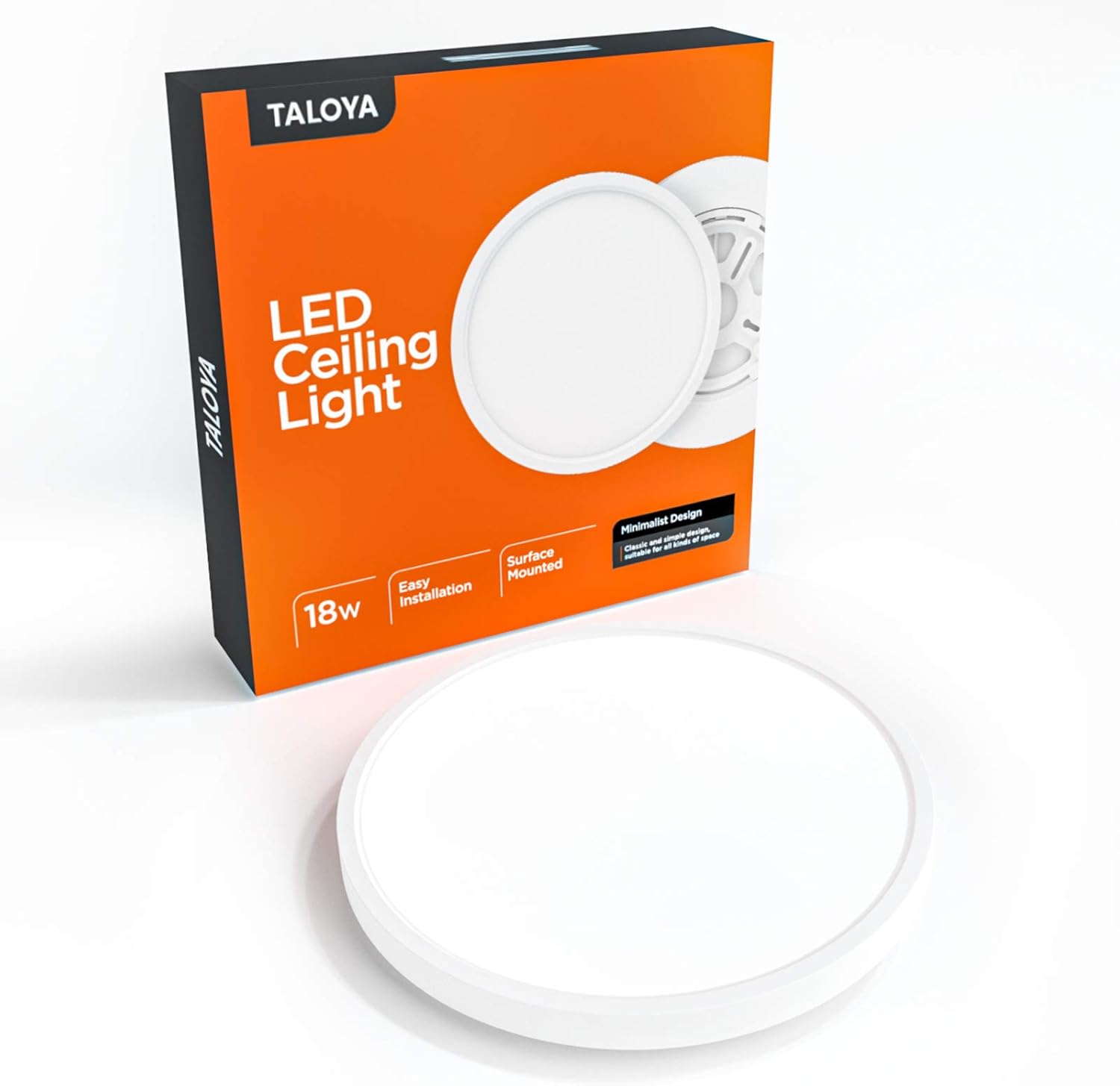 Taloya LED Flush Ceiling Light Neutral White (4000k) Round White 18w ...