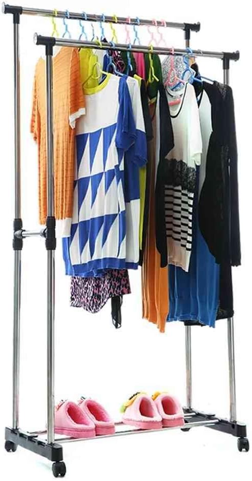 AOJIA Barra para colgar ropa Barras Para Colgar la Ropa, Con Ruedas ...