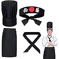 Amazon.com: Keymall Hibachi Chef Hat Teppanyaki Tall Cap with Hachimaki ...
