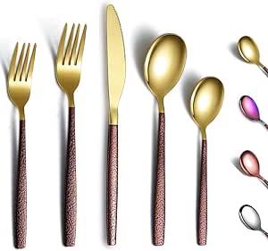 Amazon.com | Berglander Silverware Set 20 Pieces With Moon Surface ...