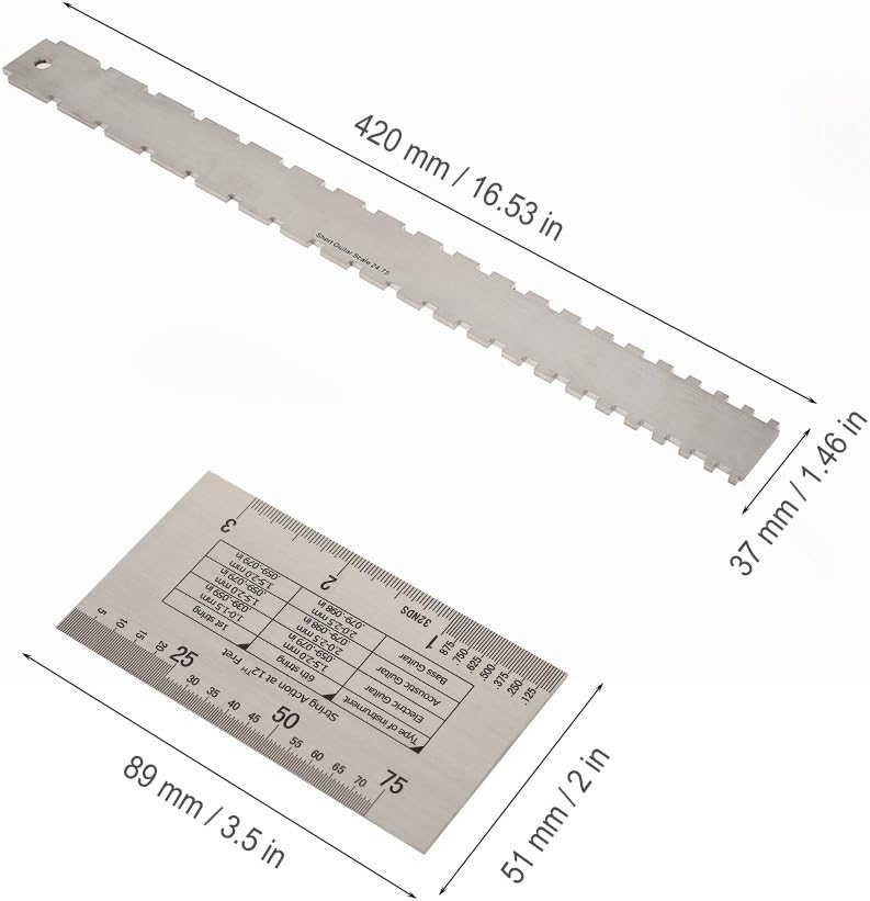 Stainless Steel Guitar Neck Notched Straight Edge Luthiers Tool Ruler ...
