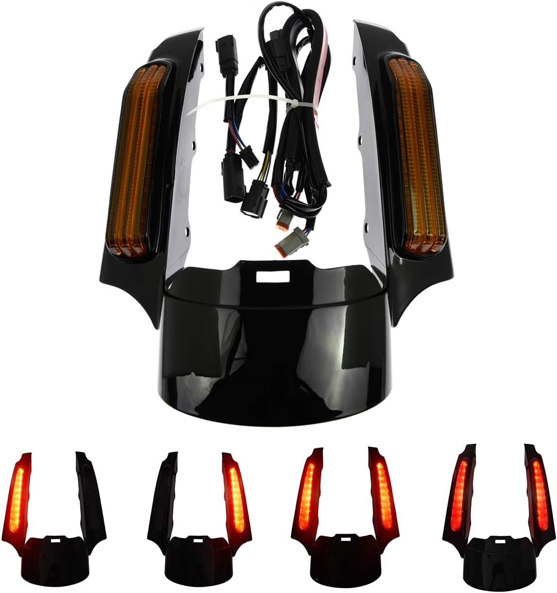 Amazon.com: REBACKER Motorcycle Rear Fender Fascia LED Light For Harley Touring Road Glide ...