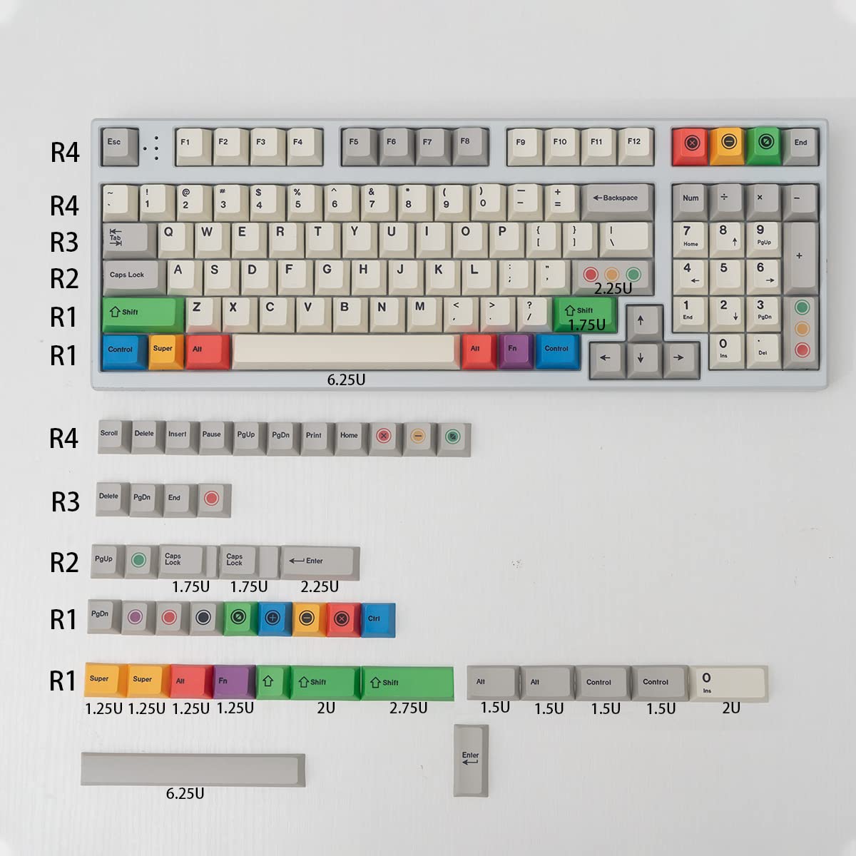 Mua PBT Grey Beige Keycaps Set Cherry Profile 141 Keys Custom Dye-Sub ...
