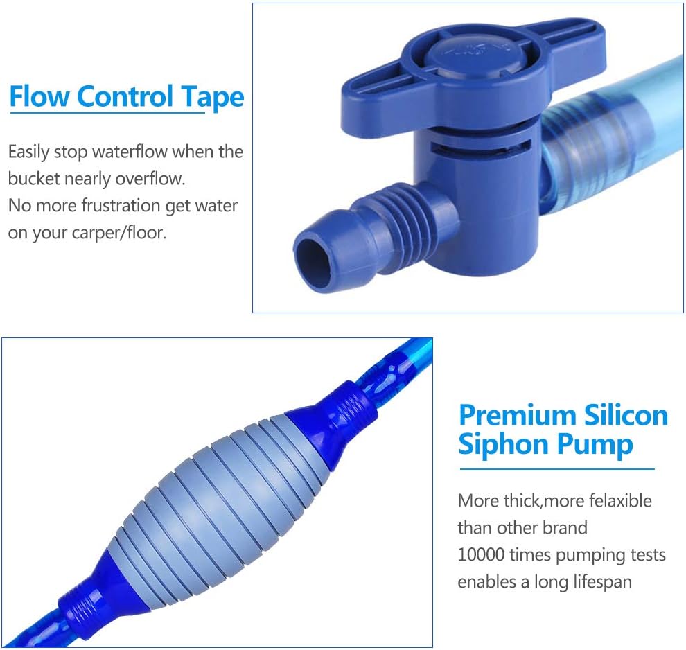 Rainmae Fish Tank Cleaner,Aquarium 8.2ft Vacuum Siphon Pump with Flow ...