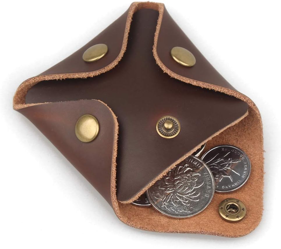 WOOWA Genuine Leather Creative Coin Purse, Vintage Handmade Coin Pouch ...